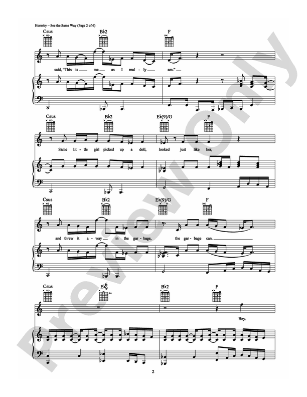 See the Same Way: Piano/Vocal/Chords: Bruce Hornsby - Digital Sheet ...