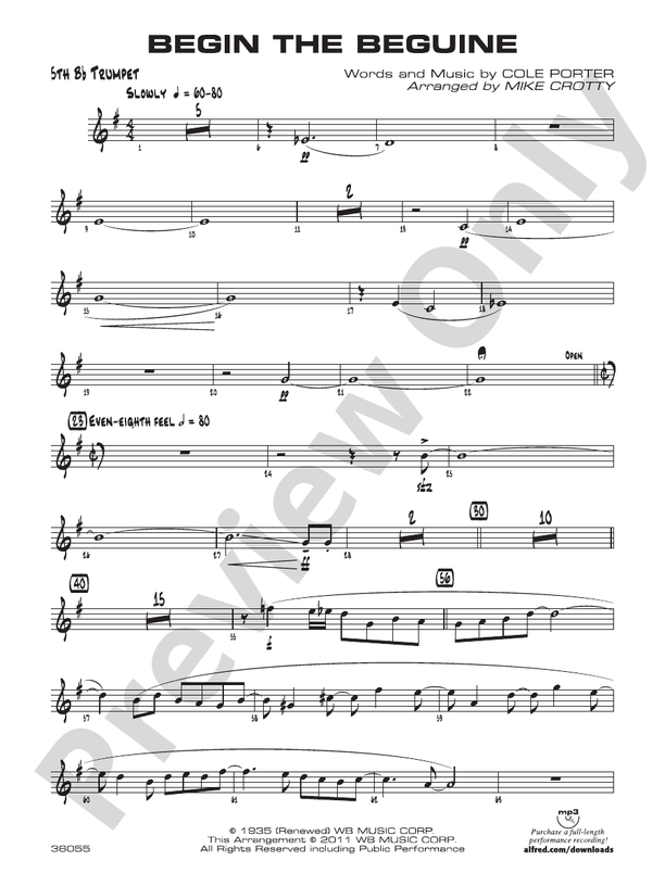 Begin the Beguine: 5th Trumpet: 5th Trumpet Part - Digital Sheet Music Download