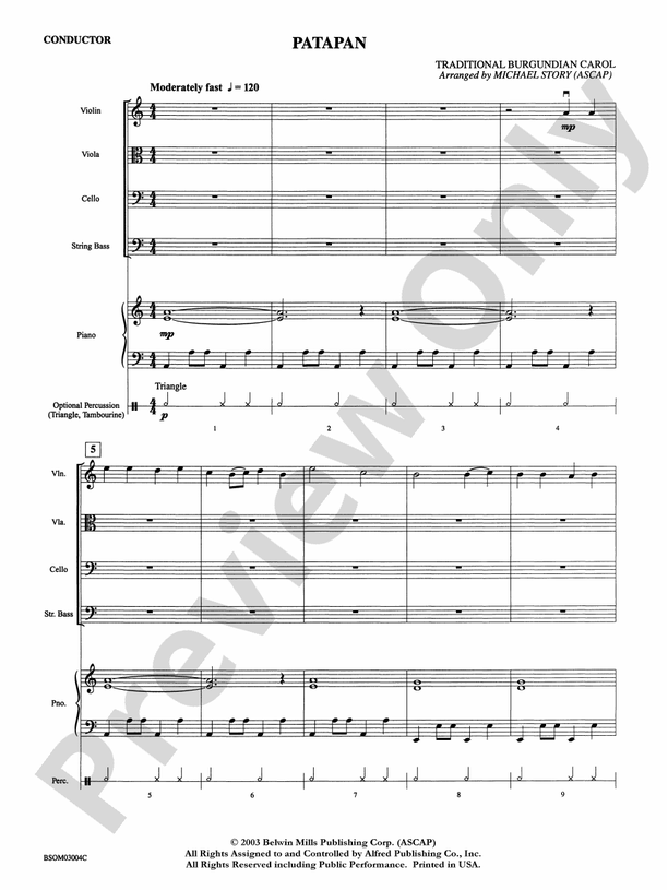 Patapan: String Orchestra Conductor Score & Parts - Digital Sheet Music ...