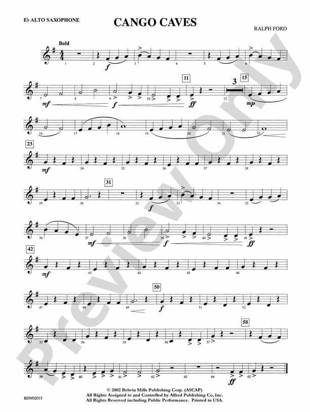 Cango Caves: E-flat Alto Saxophone: E-flat Alto Saxophone Part ...
