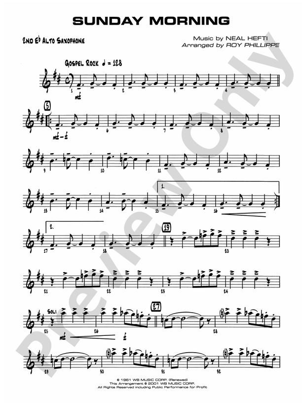 Sunday Morning: 2nd E-flat Alto Saxophone: 2nd E-flat Alto Saxophone Part - Digital Sheet Music ...