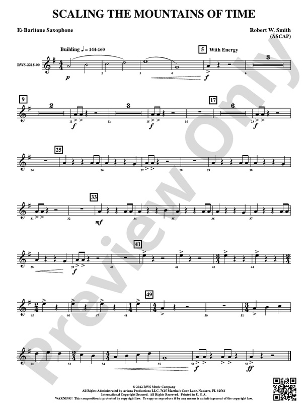 Scaling the Mountains of Time: E-flat Baritone Saxophone: E-flat Baritone Saxophone Part: Robert ...