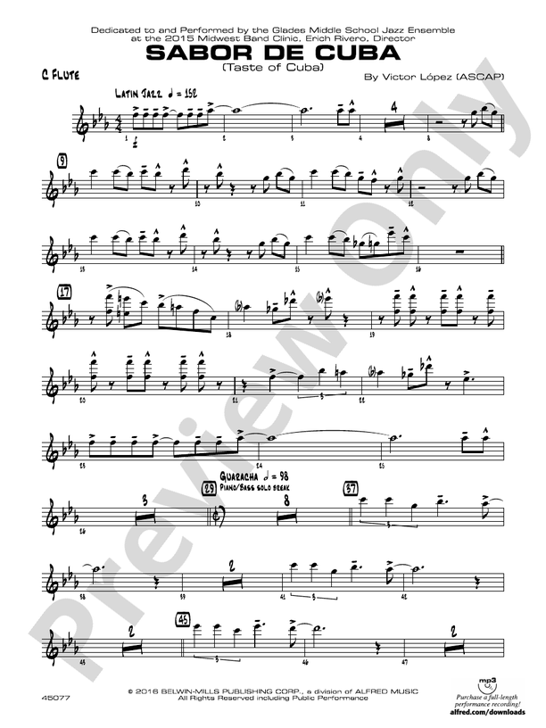 Sabor de Cuba: Flute: Flute Part - Digital Sheet Music Download