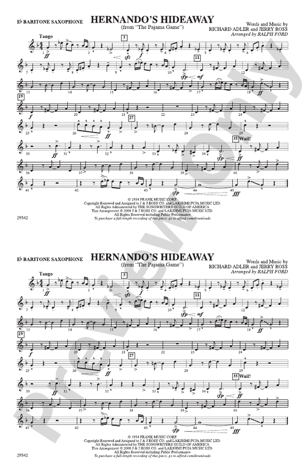 Hernando's Hideaway: E-flat Baritone Saxophone: E-flat Baritone Saxophone Part - Digital Sheet ...