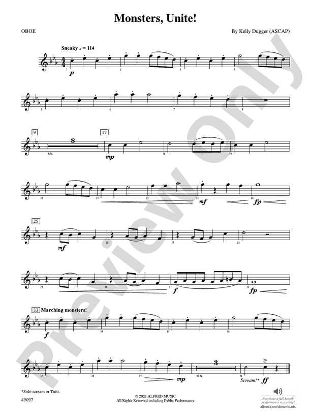 Monsters, Unite!: Oboe: Oboe Part - Digital Sheet Music Download