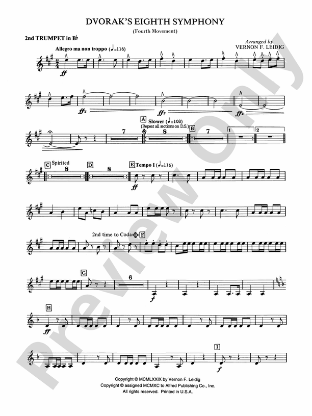 Dvorák's 8th Symphony, 4th Movement: 2nd B-flat Trumpet: 2nd B-flat ...