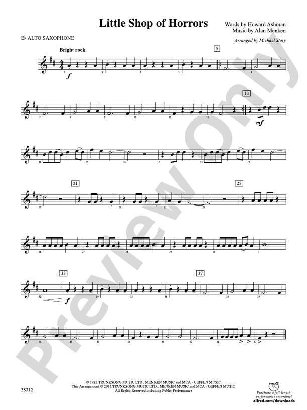 Little Shop of Horrors: E-flat Alto Saxophone: E-flat Alto Saxophone ...