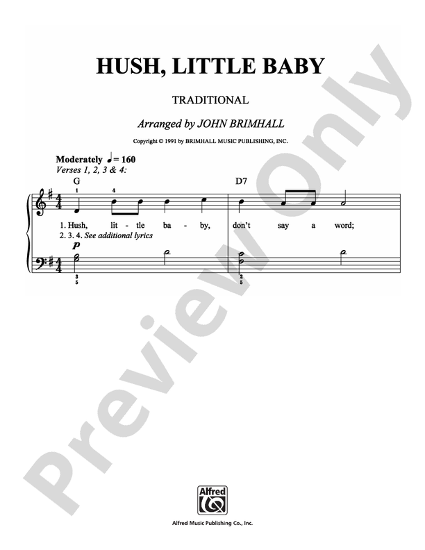 Hush, Little Baby: Easy Piano: Traditional - Digital Sheet Music Download