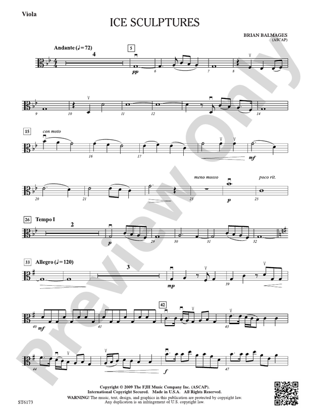 Ice Sculptures: Viola: Viola Part: Brian Balmages - Digital Sheet Music Download