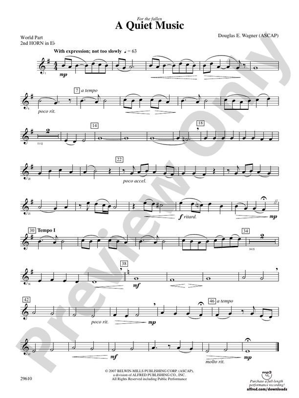 A Quiet Music: (wp) 2nd Horn in E-flat: (wp) 2nd Horn in E-flat World Part - Digital Sheet Music ...