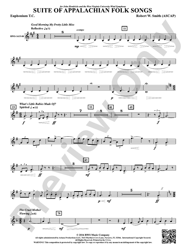 Suite of Appalachian Folk Songs: Baritone T.C.: Baritone T.C. Part ...