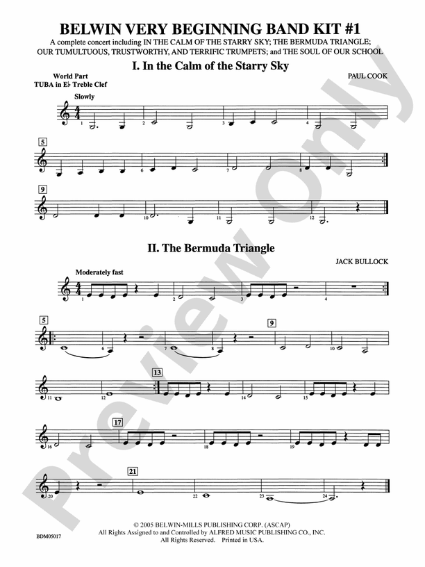 Belwin Very Beginning Band Kit #1: (wp) E-flat Tuba T.C.: (wp) E-flat Tuba T.C. World Part ...