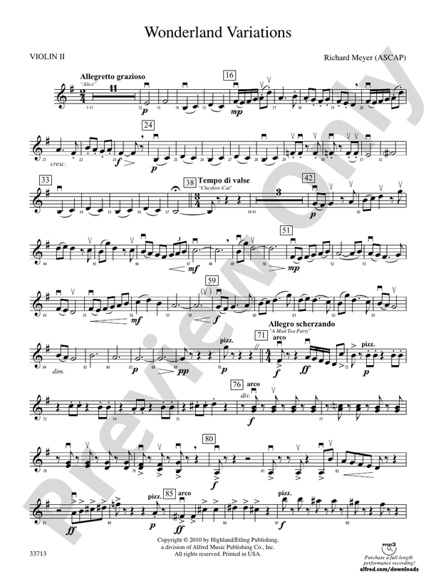 Wonderland Variations: 2nd Violin: 2nd Violin Part - Digital Sheet Music Download