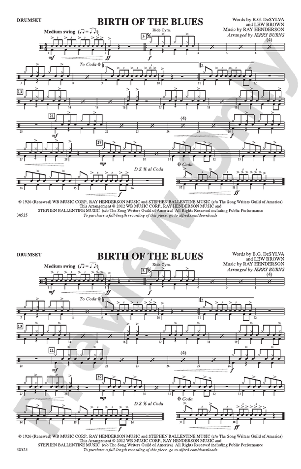 Birth of the Blues: Drumset: Drumset Part - Digital Sheet Music Download