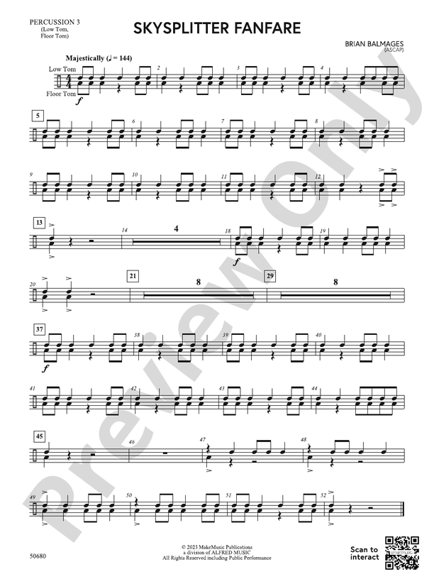 Skysplitter Fanfare: 3rd Percussion: 3rd Percussion Part - Digital ...