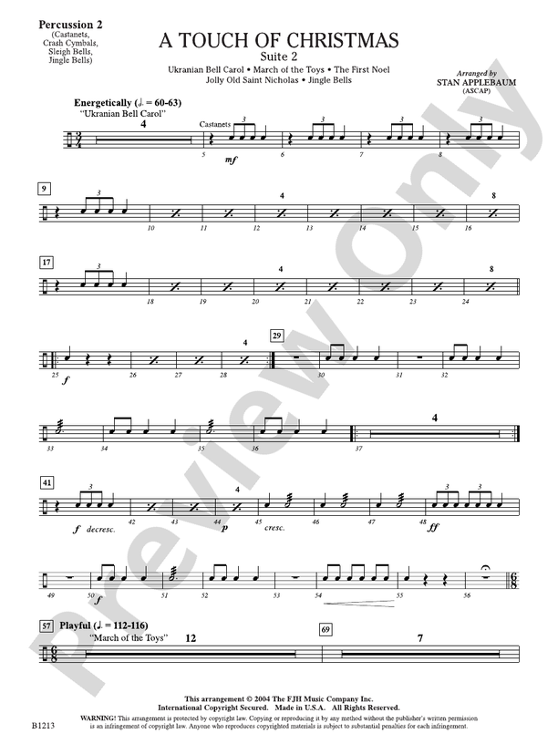 A Touch of Christmas: Suite 2: Percussion 2: Percussion 2 Part: Stan ...