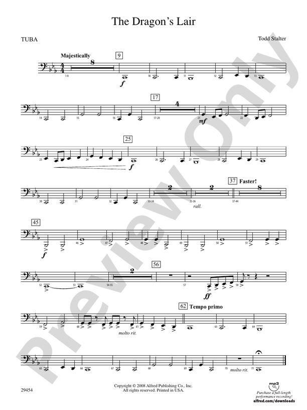 The Dragon's Lair: Tuba: Tuba Part - Digital Sheet Music Download