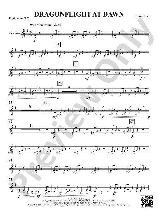 Dragonflight at Dawn: Baritone T.C.: Baritone T.C. Part: F. Scott Kroll ...