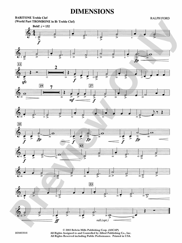 Dimensions: Baritone T.C.: Baritone T.C. Part - Digital Sheet Music ...