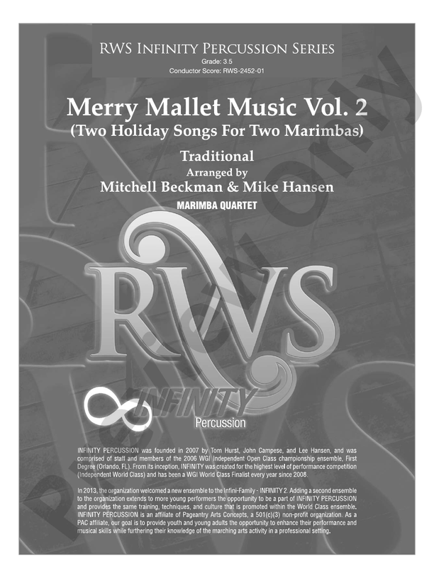 Merry Mallet Music Vol. 2 (Two Holiday Songs For Two Marimbas ...