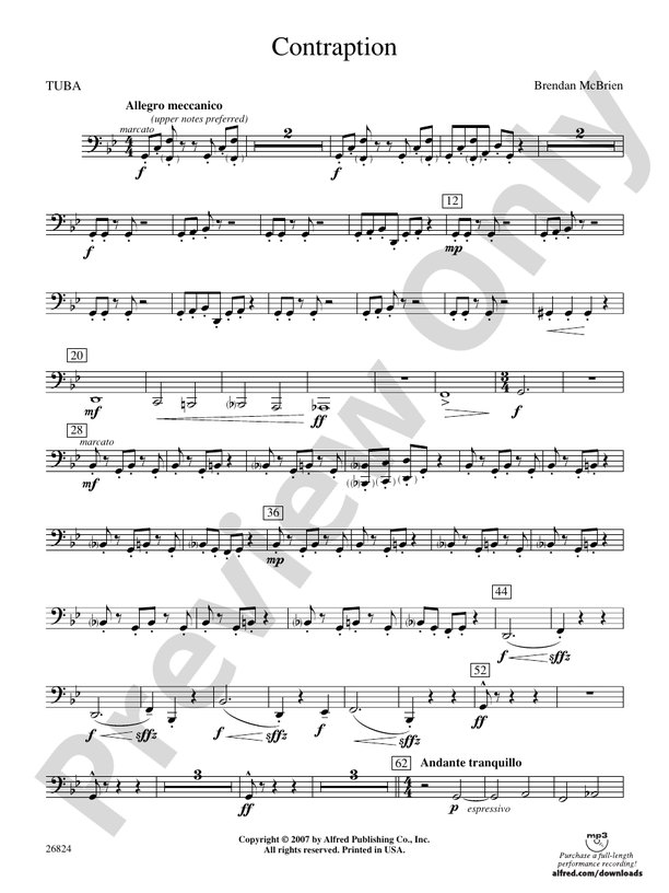 Contraption: Tuba: Tuba Part - Digital Sheet Music Download