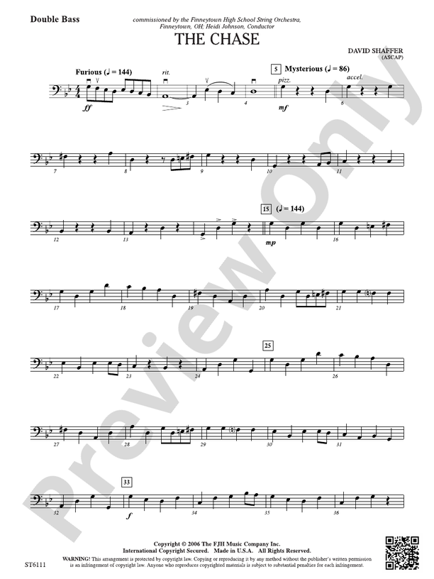 The Chase: Double Bass: Double Bass Part: David Shaffer - Digital Sheet ...