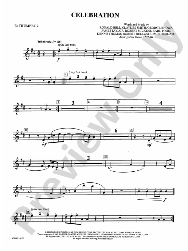 Celebration: 2nd B-flat Trumpet: 2nd B-flat Trumpet Part - Digital Sheet Music Download
