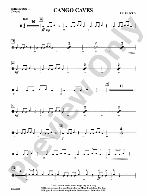 Cango Caves: 3rd Percussion: 3rd Percussion Part - Digital Sheet Music ...