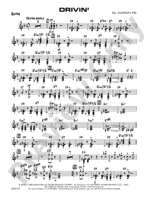 Drivin': Guitar: Guitar Part - Digital Sheet Music Download