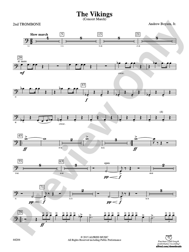 The Vikings: 2nd Trombone: 2nd Trombone Part - Digital Sheet Music Download
