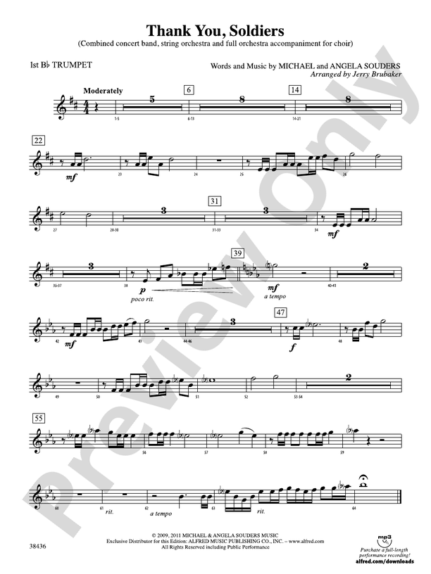 Thank You, Soldiers: 1st B-flat Trumpet: 1st B-flat Trumpet Part ...