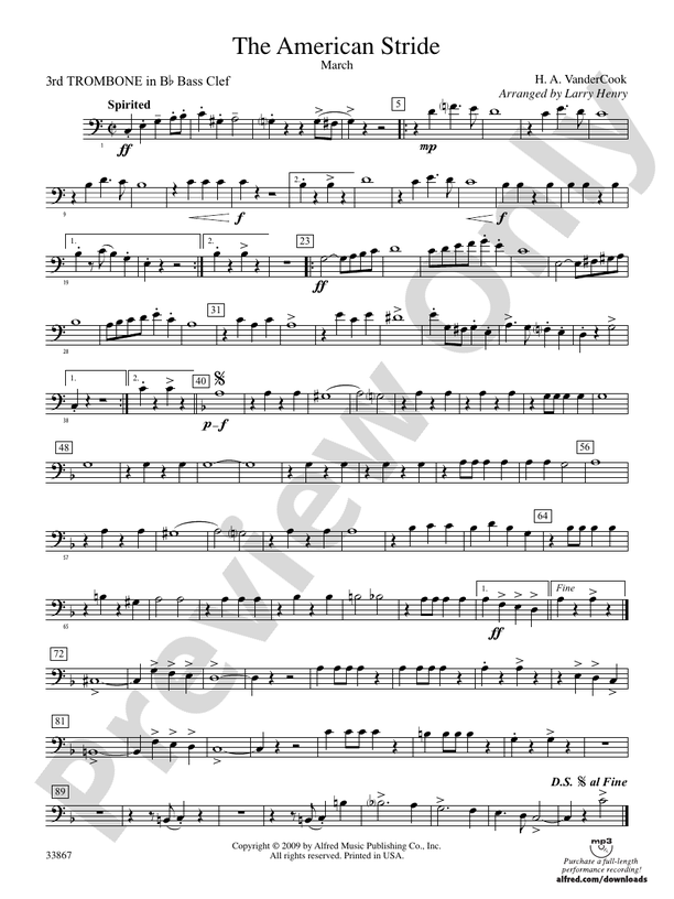 The American Stride: (wp) 3rd B-flat Trombone B.C.: (wp) 3rd B-flat ...