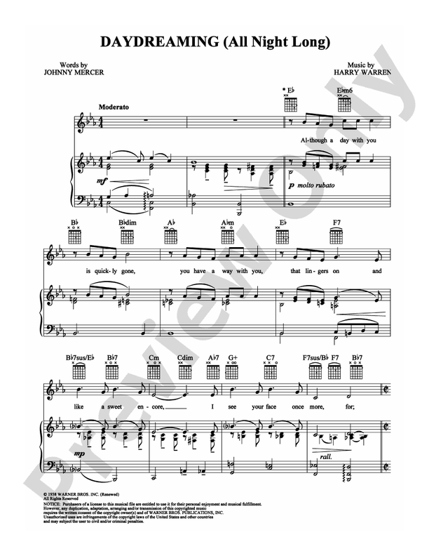 Daydreaming (All Night Long): Piano/Vocal/Chords: Harry Warren ...