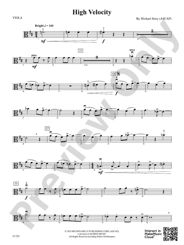 High Velocity: Viola: Viola Part - Digital Sheet Music Download
