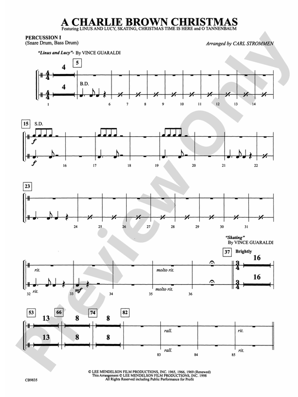 A Charlie Brown Christmas: 1st Percussion: 1st Percussion Part ...