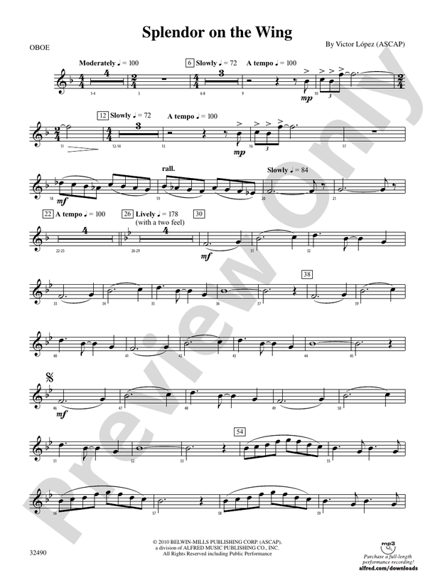 Splendor on the Wing: Oboe: Oboe Part - Digital Sheet Music Download