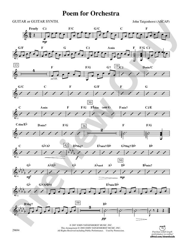 Poem for Orchestra: Guitar: Guitar Part - Digital Sheet Music Download