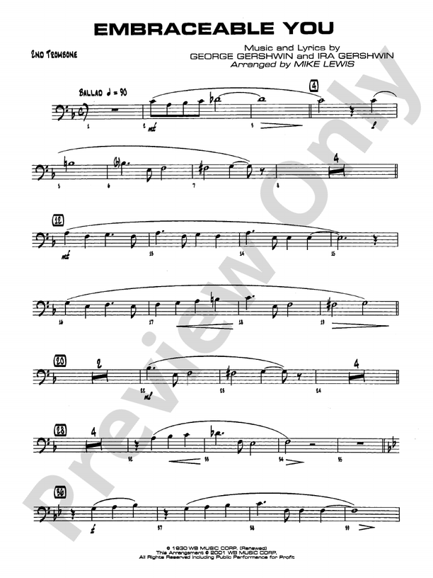 Embraceable You: 2nd Trombone: 2nd Trombone Part - Digital Sheet Music Download