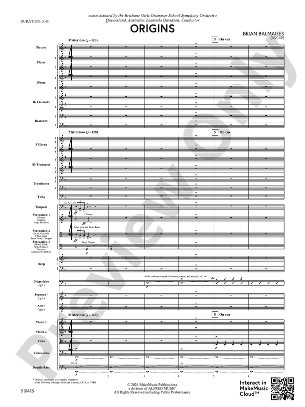 Origins: Full Orchestra Conductor Score & Parts: Brian Balmages ...