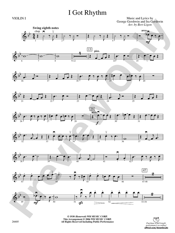 I Got Rhythm: 1st Violin: 1st Violin Part - Digital Sheet Music Download