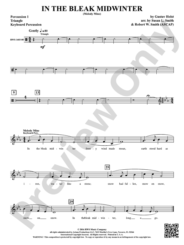 In the Bleak Midwinter: 1st Percussion: 1st Percussion Part: Gustav ...