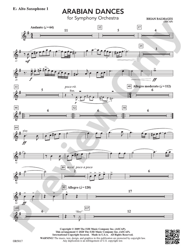 Arabian Dances: Opt. E-flat Alto Saxophone 1 (Horn 1 double): Opt. E-flat Alto Saxophone 1 (Horn ...