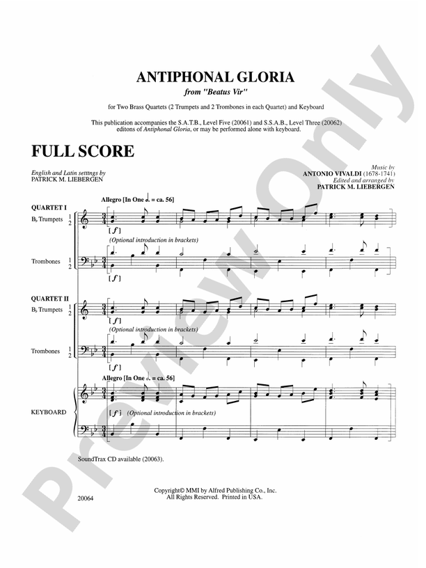 Antiphonal Gloria: Choral Octavo SoundPax: Antonio Vivaldi - Digital ...