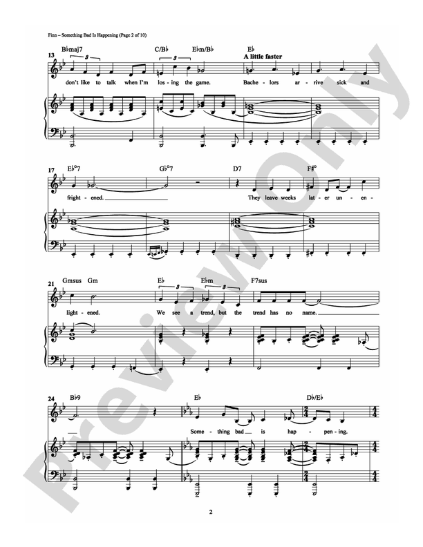 Something Bad is Happening: Piano/Vocal/Chords: William Finn - Digital Sheet Music Download