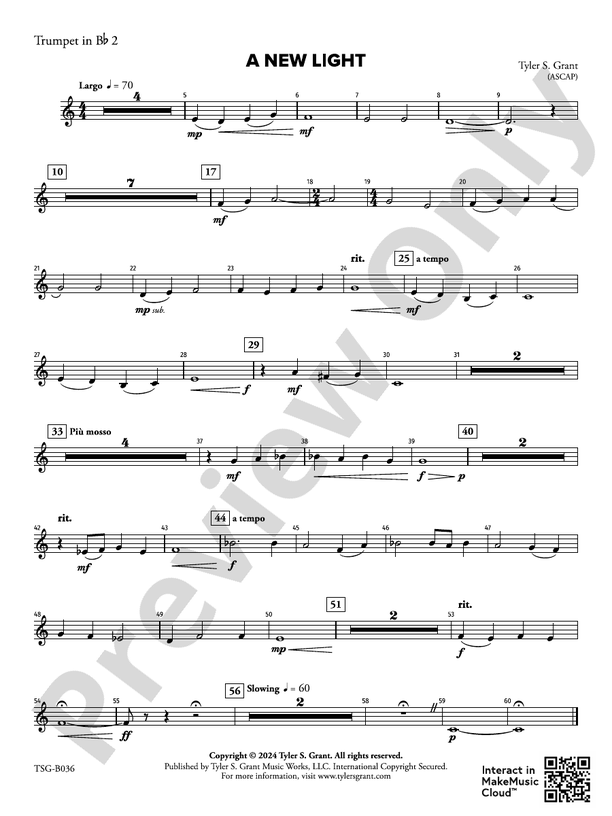 A New Light: 2nd B-flat Trumpet: 2nd B-flat Trumpet Part: Tyler S. Grant - Digital Sheet Music ...