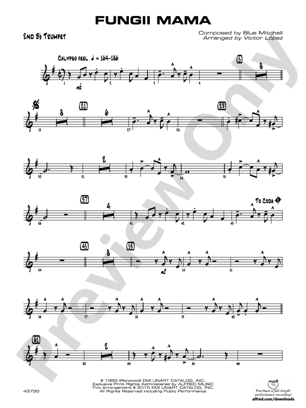 Fungii Mama: 2nd B-flat Trumpet: 2nd B-flat Trumpet Part - Digital Sheet Music Download