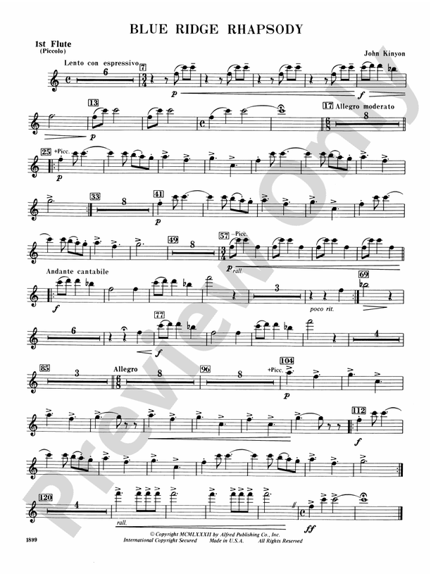 Blue Ridge Rhapsody: Flute: Flute Part - Digital Sheet Music Download