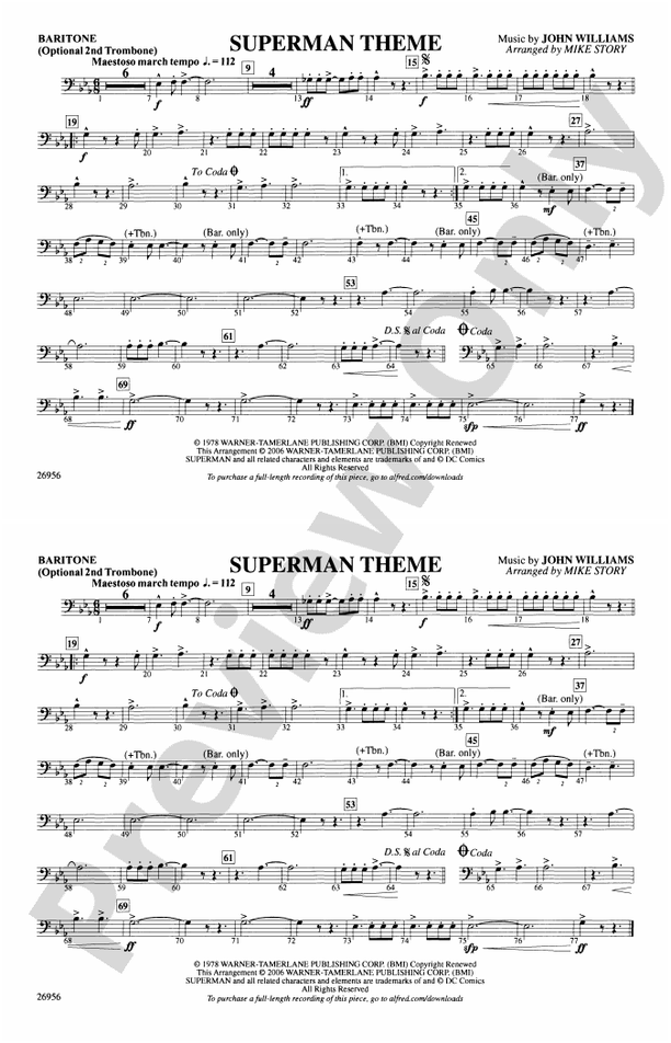 Superman Theme: Baritone B.C.: Baritone B.C. Part - Digital Sheet Music ...