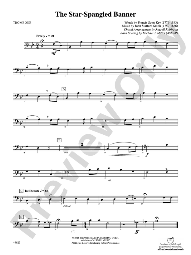 The Star-Spangled Banner: 1st Trombone: 1st Trombone Part - Digital ...