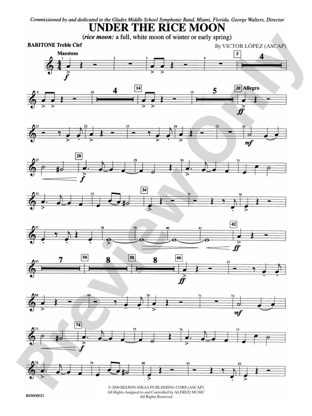 Under the Rice Moon: Baritone T.C.: Baritone T.C. Part - Digital Sheet ...